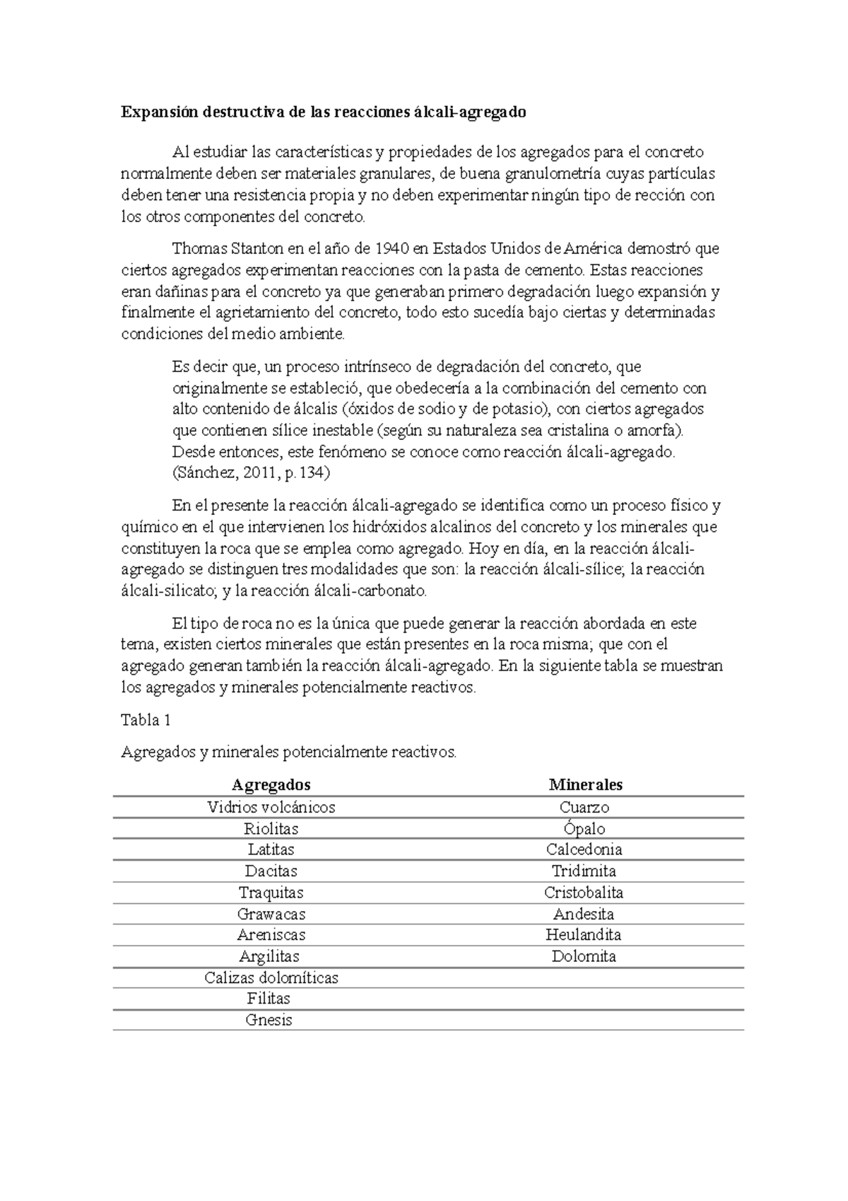 Reacción Álcali-Agregados - Expansión destructiva de las reacciones ...