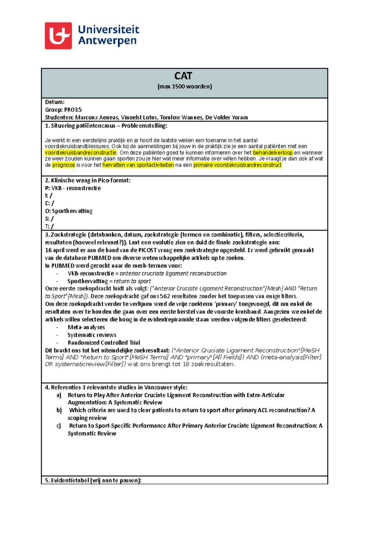 Layout CAT NL UA - CAT opdracht - CAT (max 1500 woorden) Datum: Groep ...