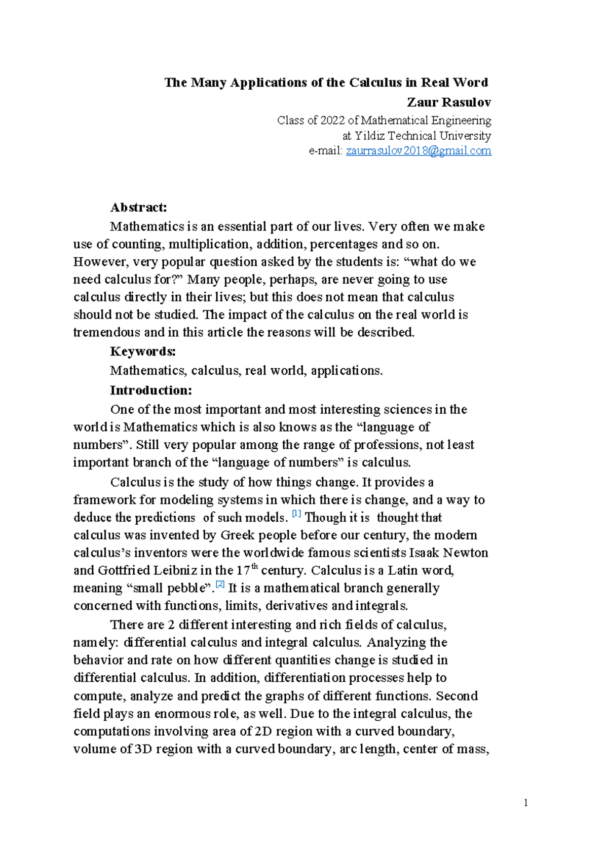 The Many Applications of the Calculus in Real Life - The Many ...