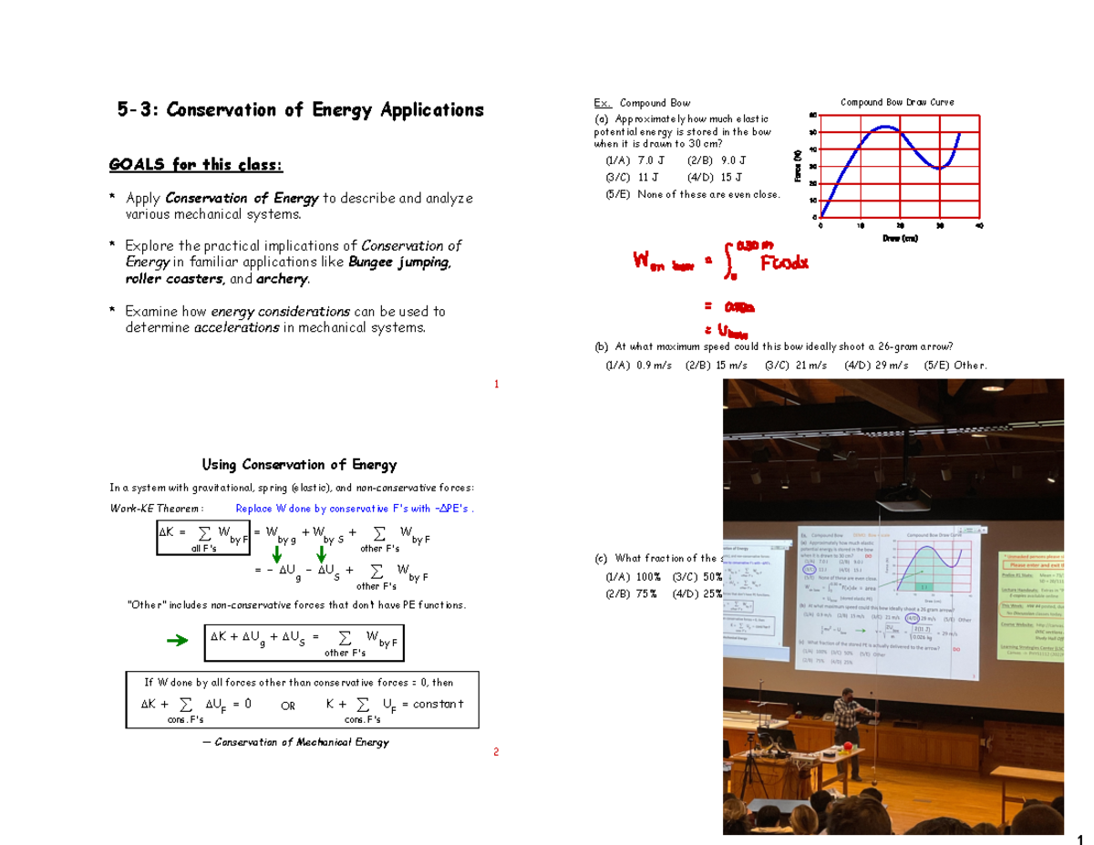 16 Cons Energy Apps Notes S23 - PHYS 1112 - Cornell - Studocu