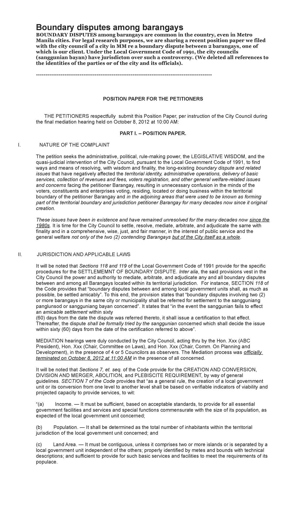 Boundary disputes among barangays - Boundary disputes among barangays ...