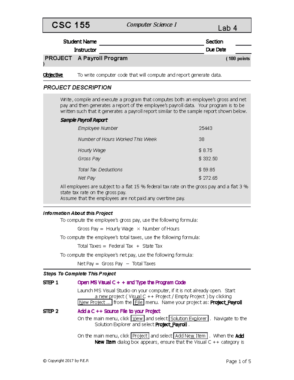 CSC 155 LAB 04 SU 17 - CSC 155 Computer Science I Lab 4 Student Name ...