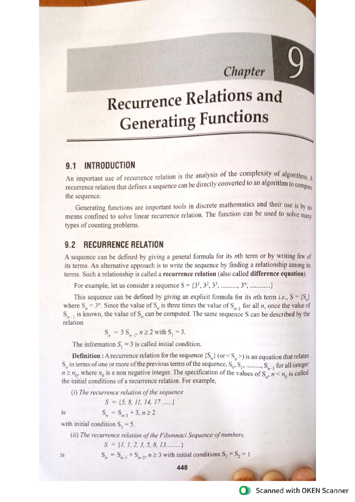 MFCS Unit-4 Material - MFCS - Chapter 9 Recurrence Relations and Generating Functions 9 ...