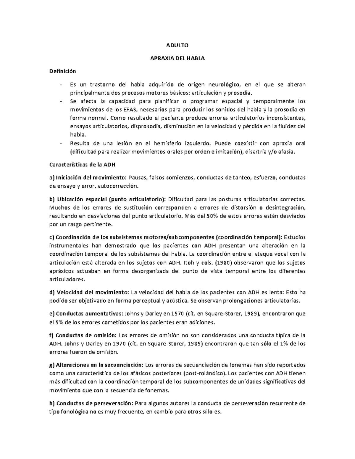 Area Adulto 1 - ADULTO APRAXIA DEL HABLA Definición - Es un trastorno ...