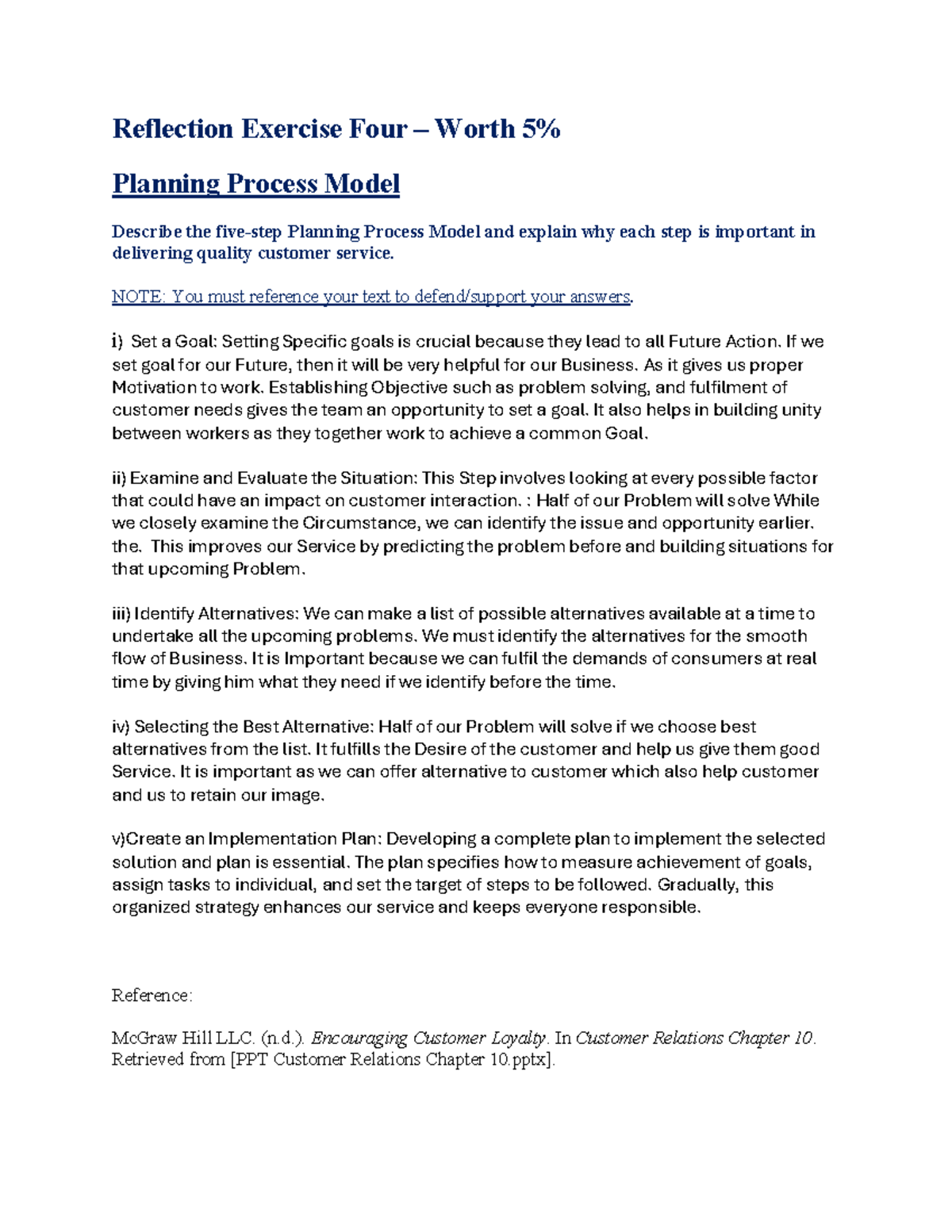 Reflection Exercise 4 - NOTE: You must reference your text to defend ...