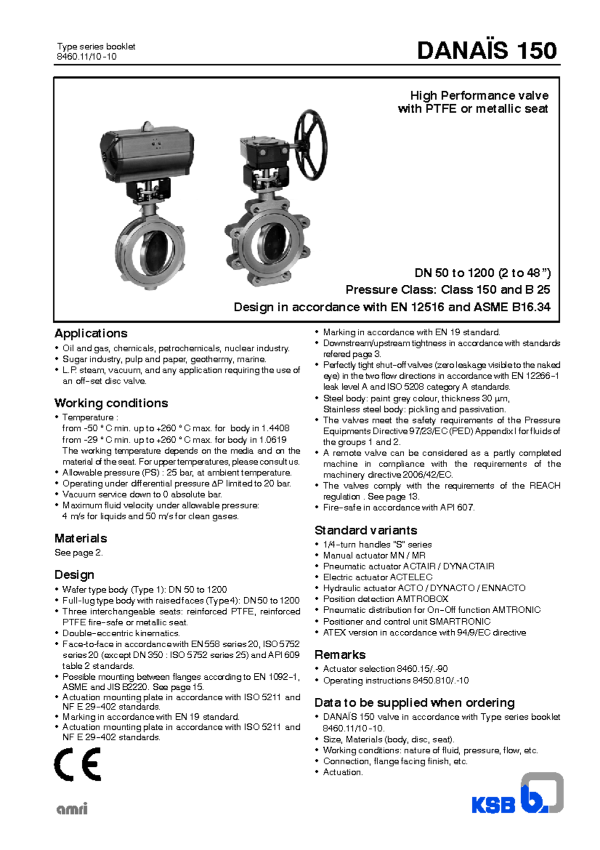 Catalogo Valvula Borboleta - DANAÏS 150 Type series booklet 8460/10-10 ...