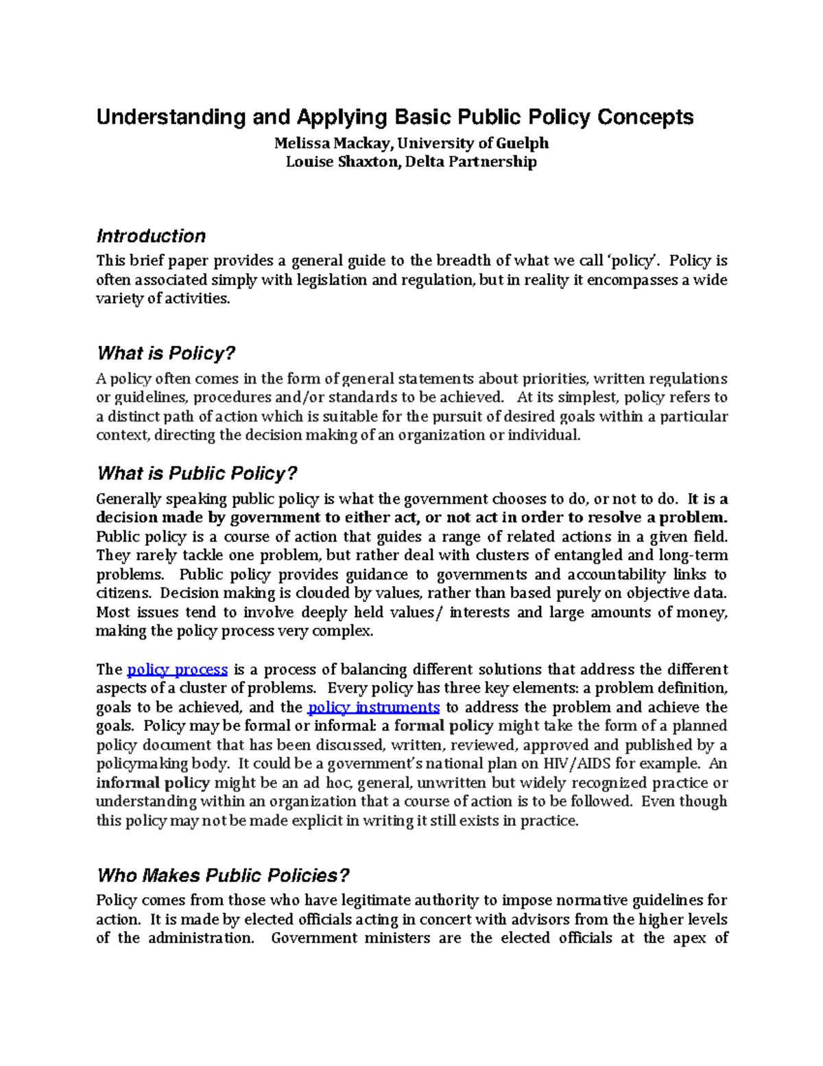 Understanding public policy - Understanding and Applying Basic Public ...