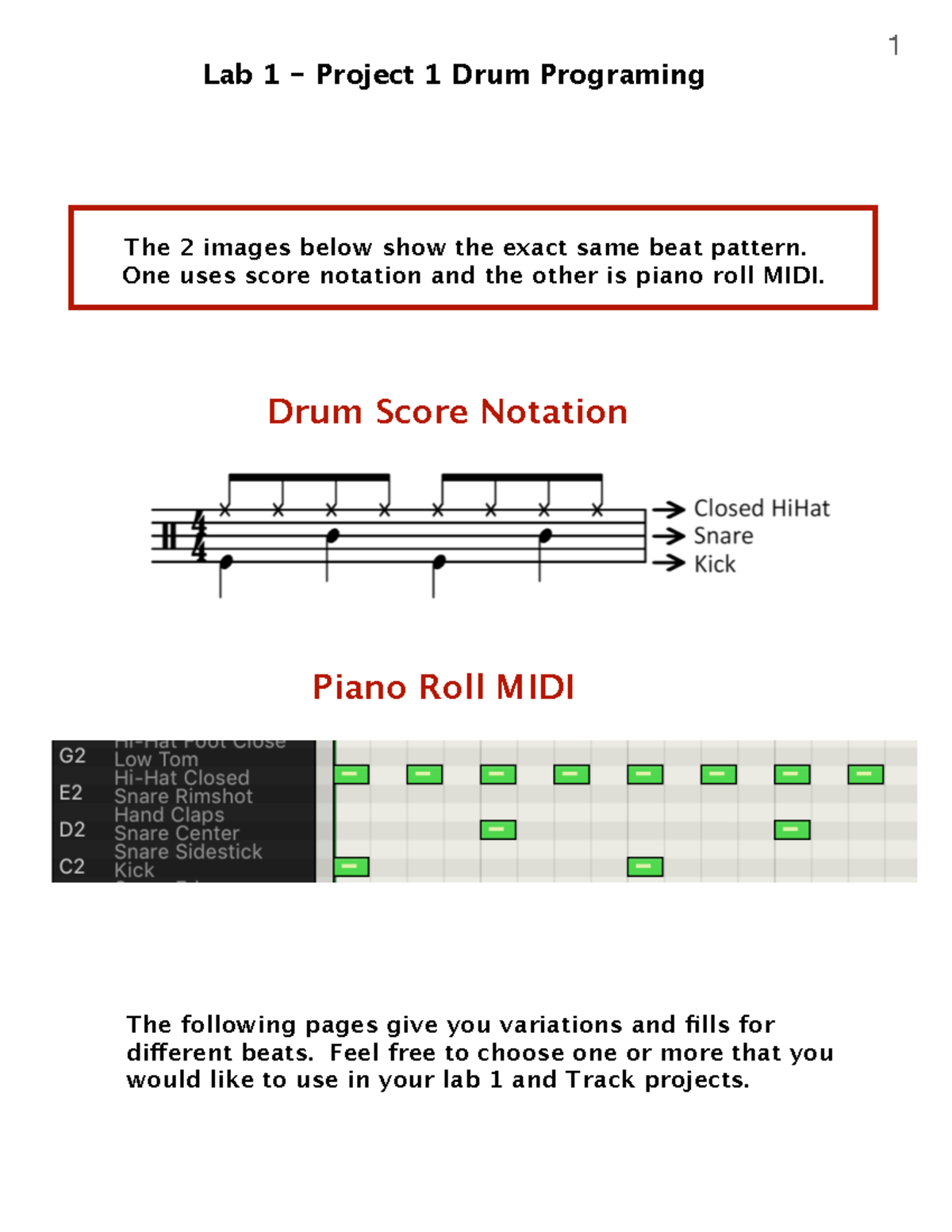 Drum Lab 1 - How build drum beats (kick, snare, hi hats, baseline ...