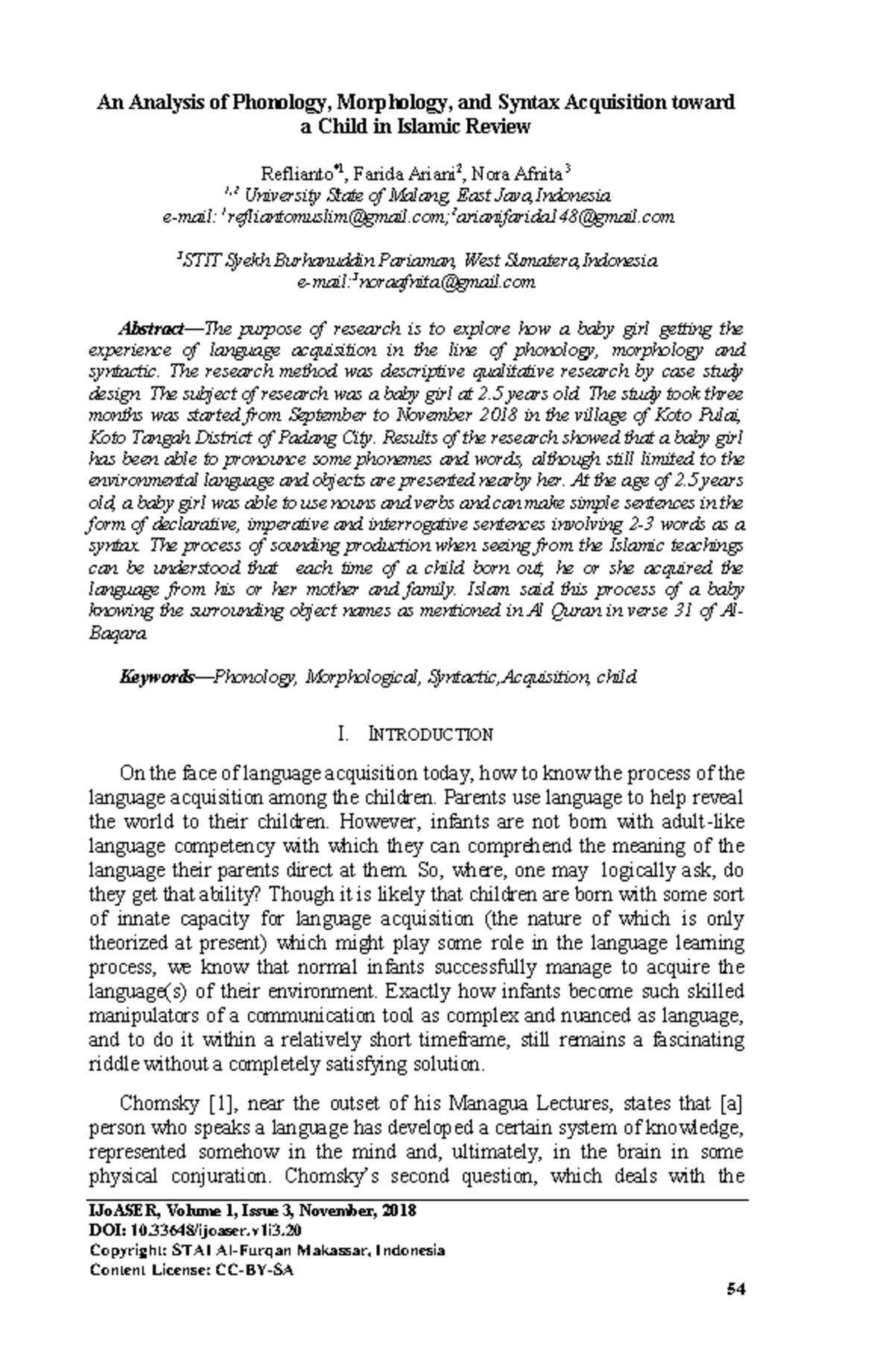 An Analysis of Phonology, Morphology, and Syntax Acquisition toward a ...