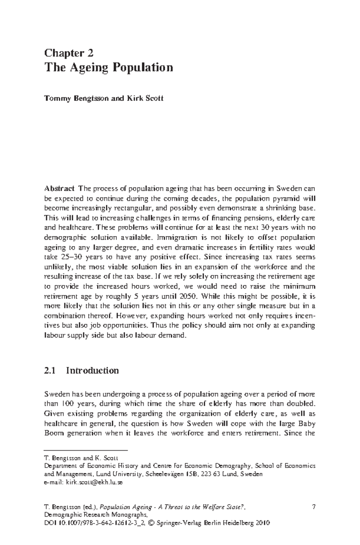 Population Ageing notes for population geography - Chapter 2 The Ageing ...