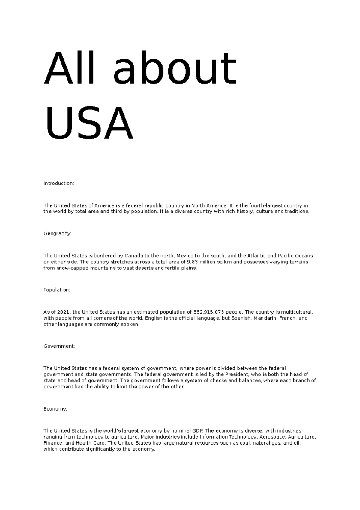All about USA - All about USA Introduction: The United States of ...