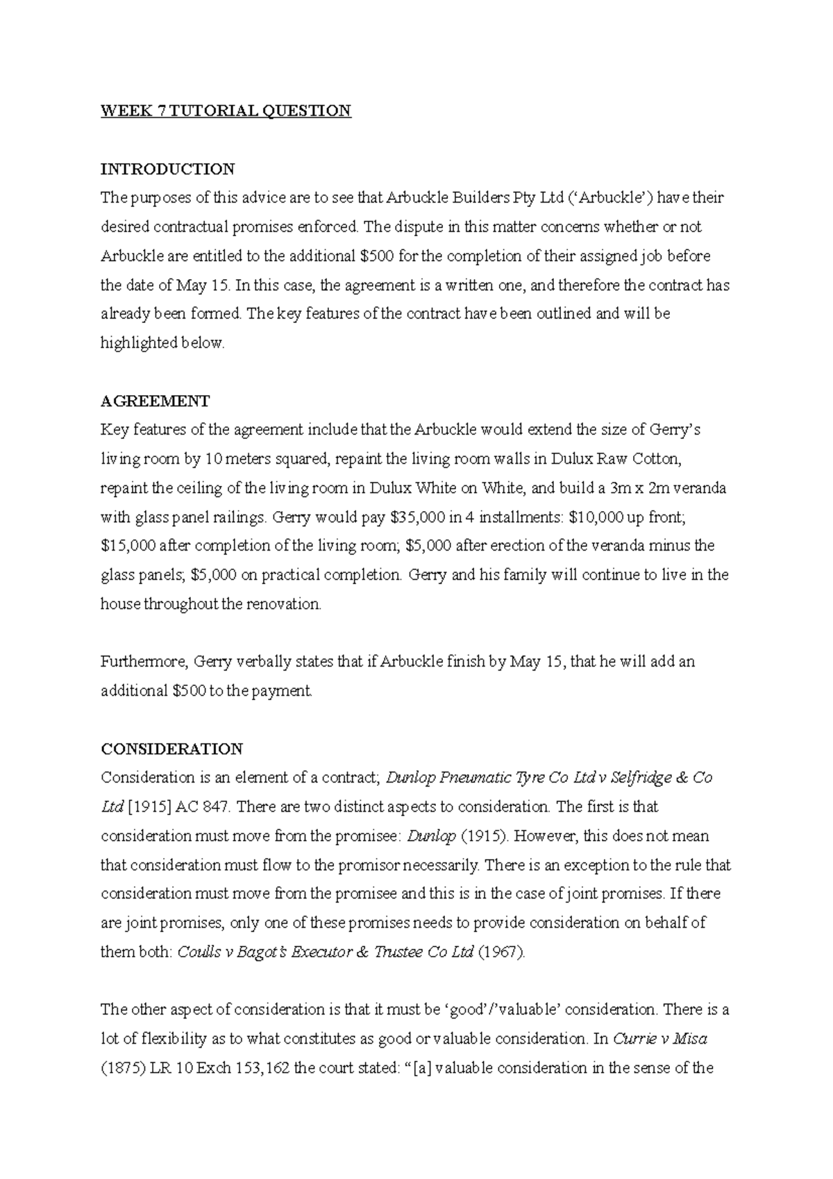 Week 7 Tutorial Question Answer - WEEK 7 TUTORIAL QUESTION INTRODUCTION ...