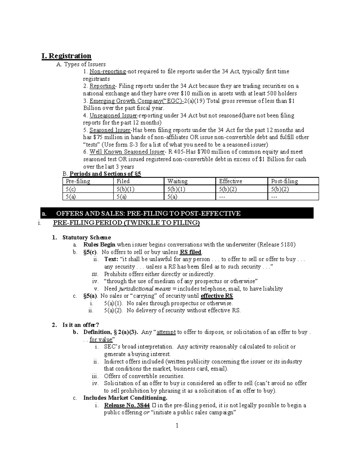 Security Regulation - Gabaldon Outline 2 - I. Registration A. Types of ...