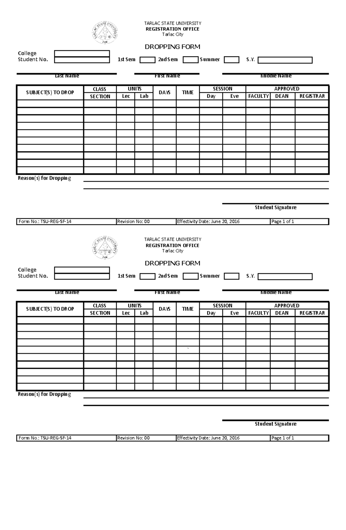 14- Dropping-FORM - ok sya for eberybadi na want na mag shift sa course ...