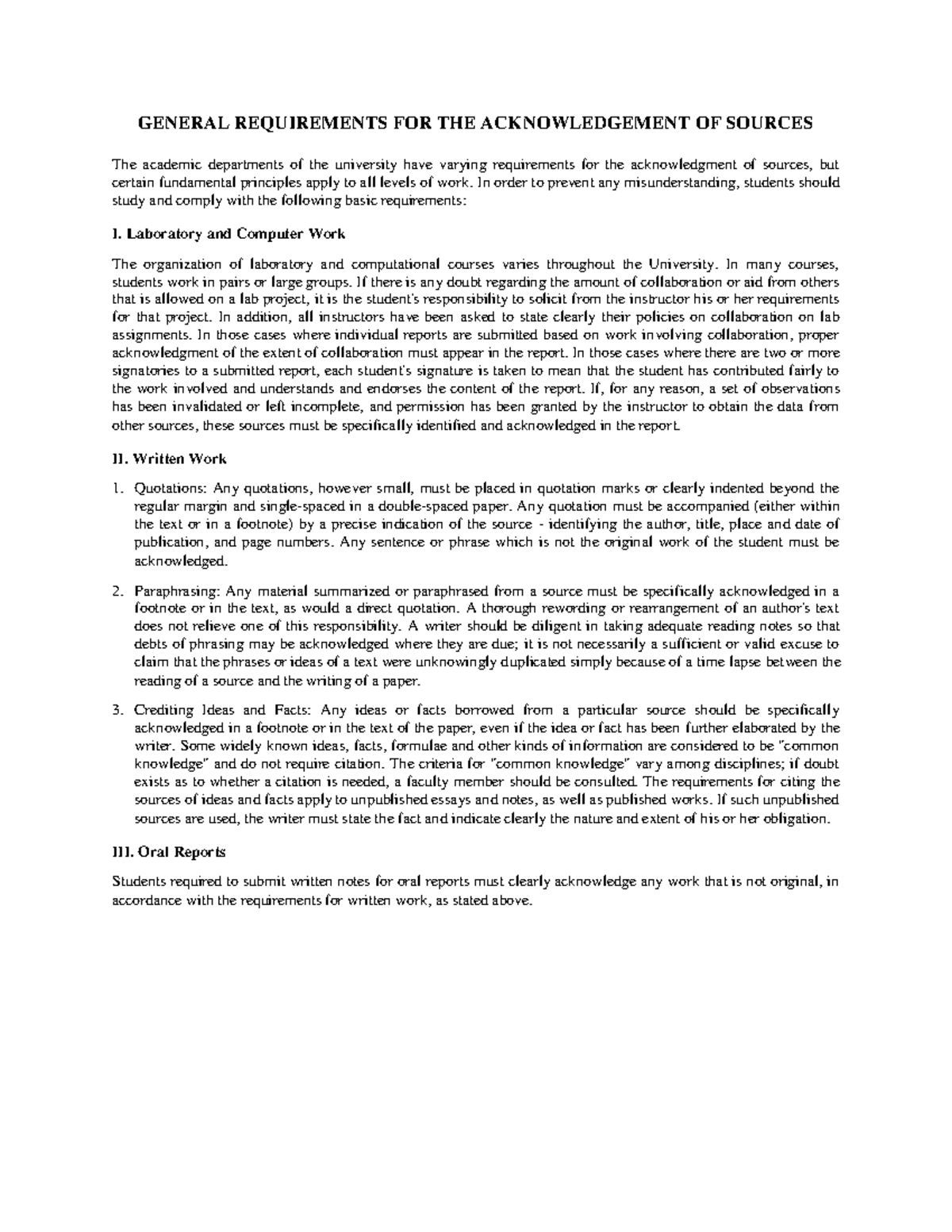 Acknowledgement of Sources 1dhouw 1 - GENERAL REQUIREMENTS FOR THE ...