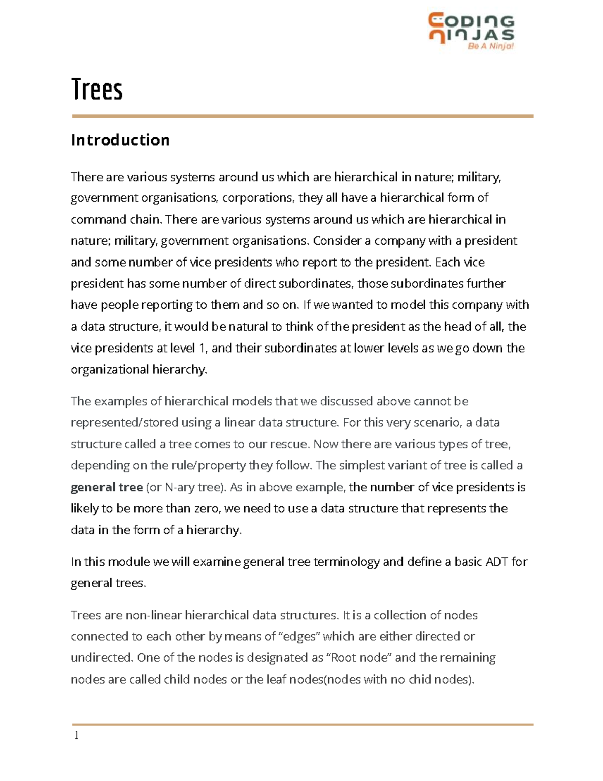 Tree Notes - Trees Introduction There are various systems around us ...