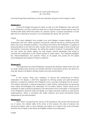 activity 15 rizal works - MODULE: RIZALCRS – LIFE AND WORKS OF RIZAL ...