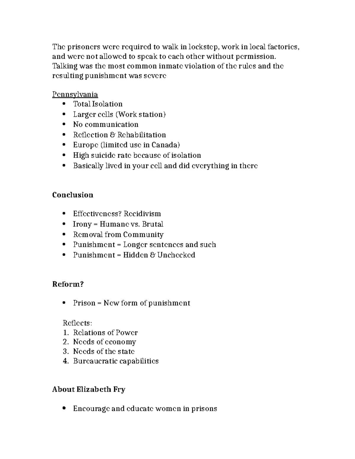 CRM1301 midterm notes-13 - The prisoners were required to walk in ...