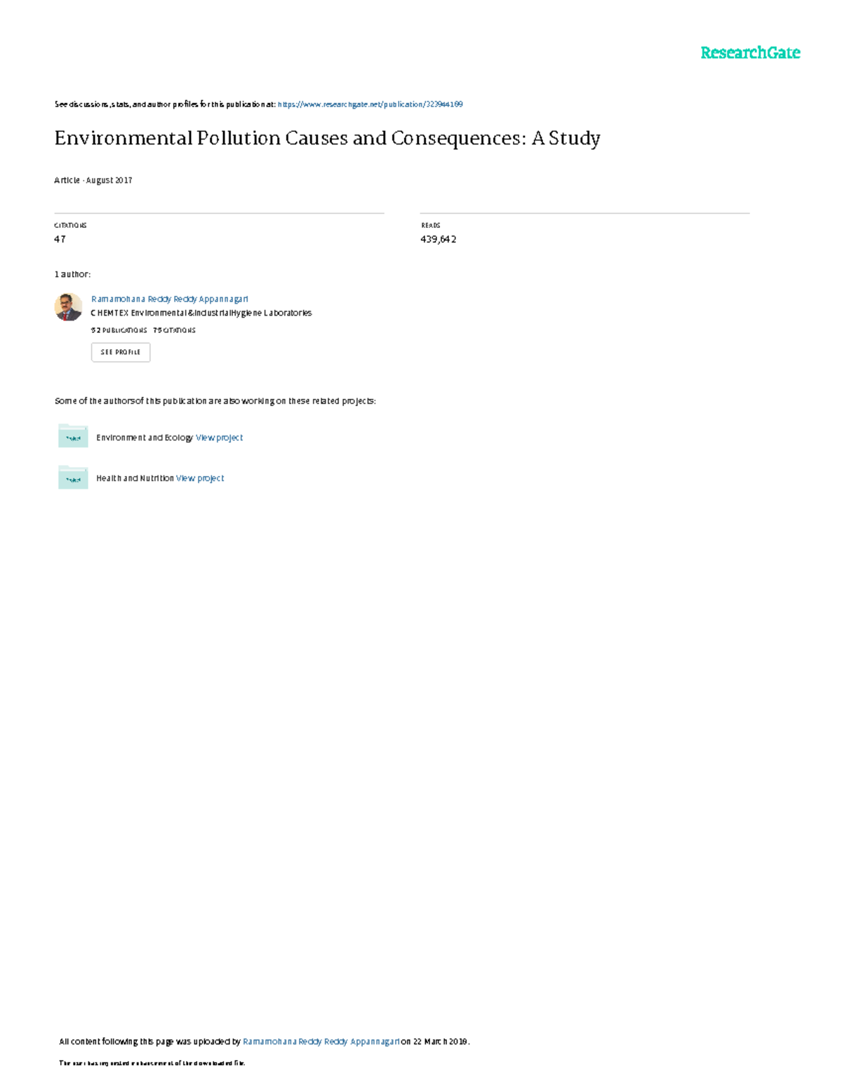 Environmental pollution - See discussions, stats, and author profiles ...