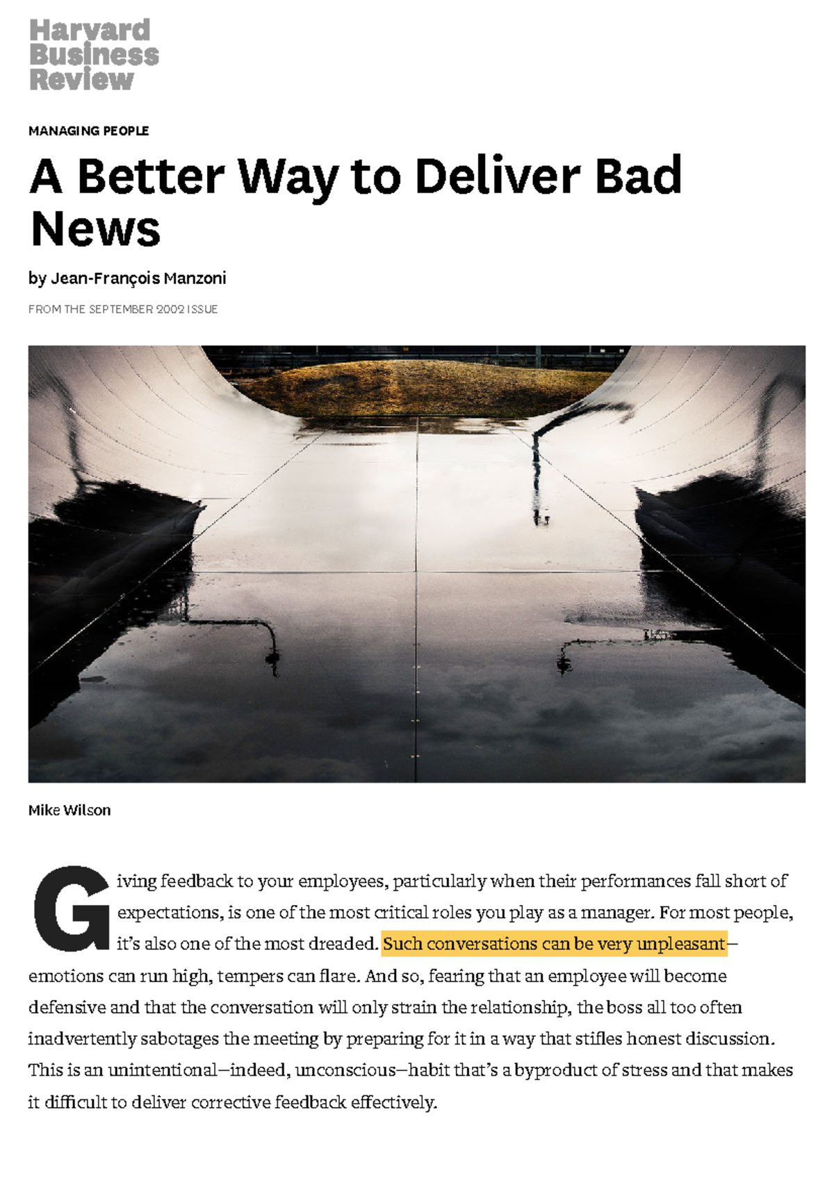 MPW - Michael Schaerer articles readings- Feedback - MANAGING PEOPLE A ...