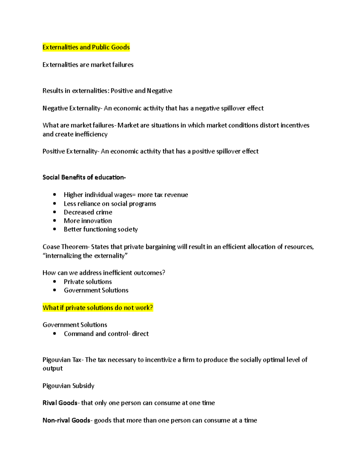 Microeconomics 232- Chapter 9 Notes - Externalities and Public Goods ...