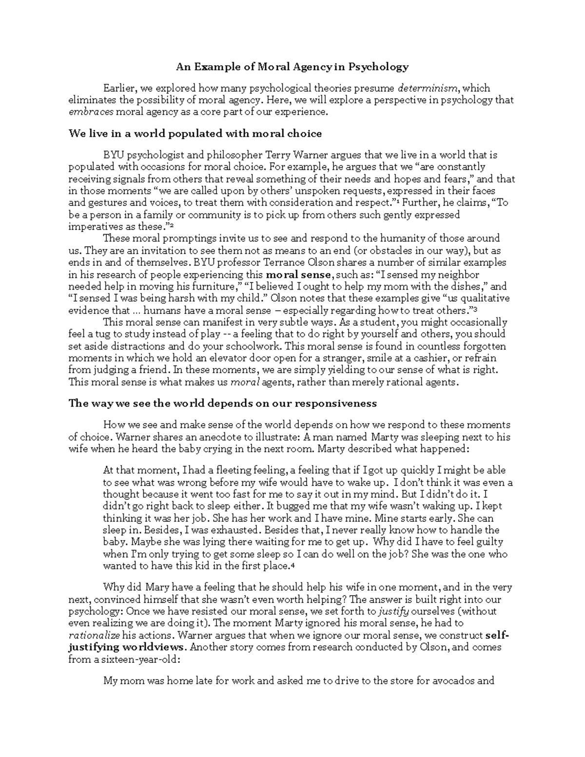 Moral Agency in Psychology - An Example of Moral Agency in Psychology ...