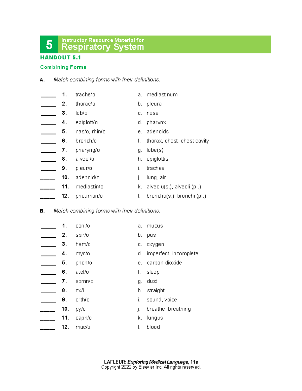 Chapter 5 Respiratory System - LAFLEUR: Exploring Medical Language, 11e ...