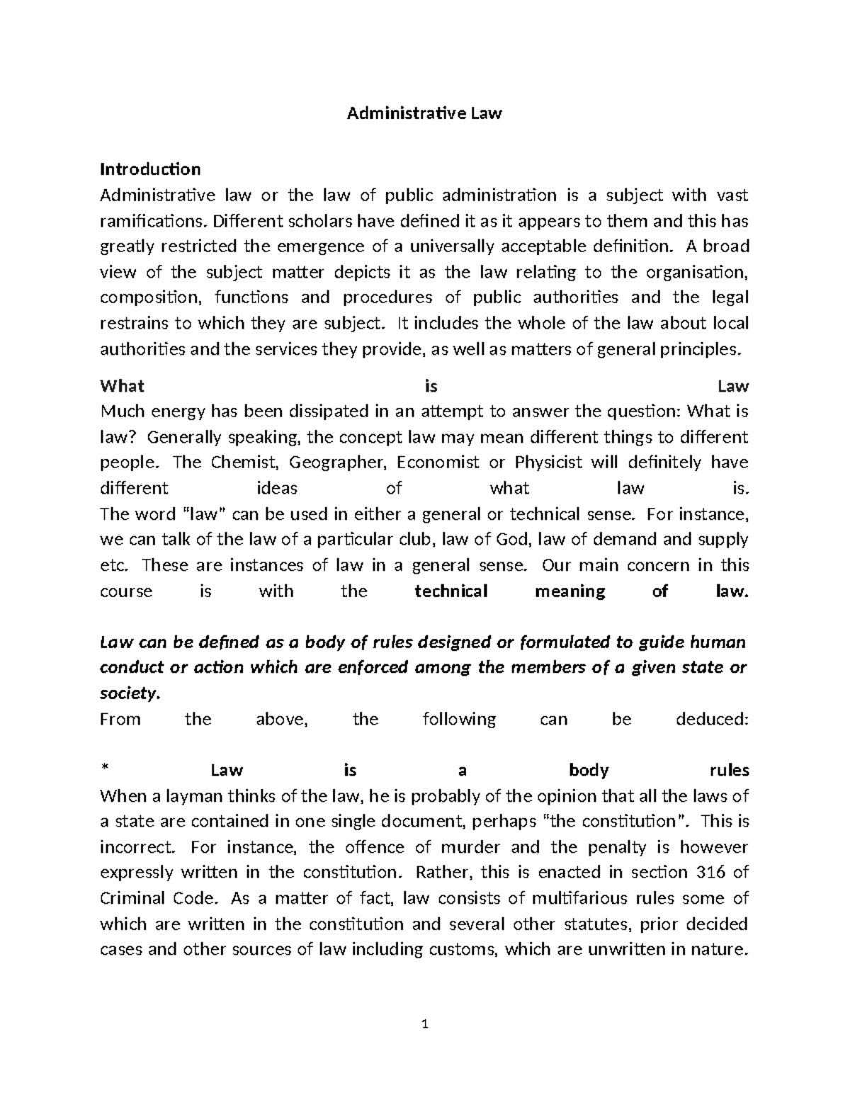 KIU Administrative Law Notes Masters - Administrative Law Introduction ...
