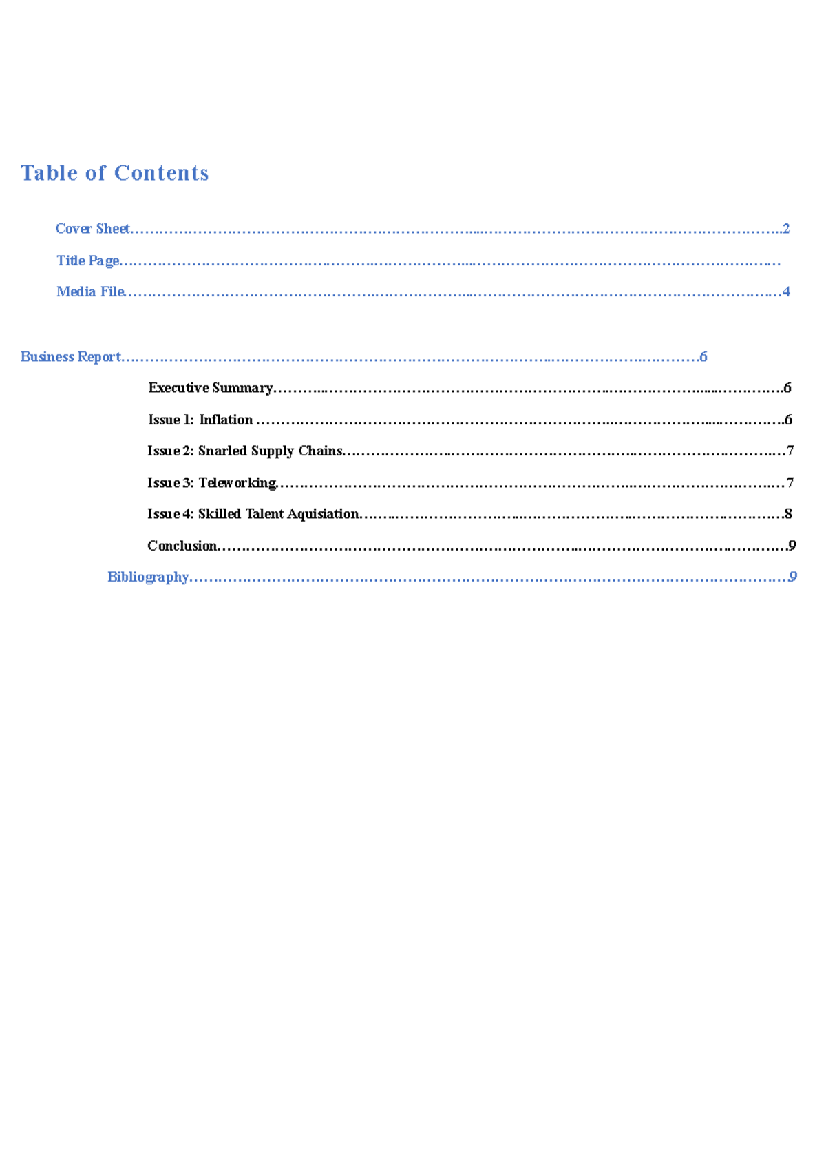 Media File + Business Report on Business Issues - Table of Contents ...