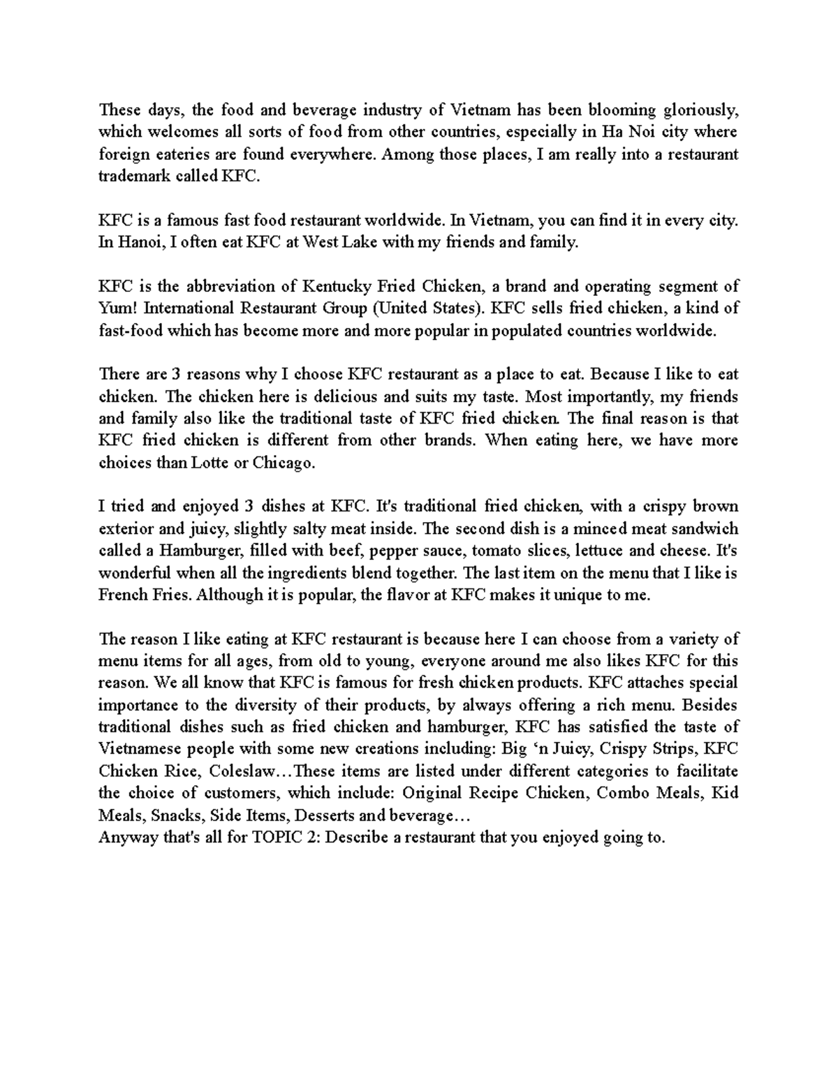 KFC - B2 Eng - These days, the food and beverage industry of Vietnam ...