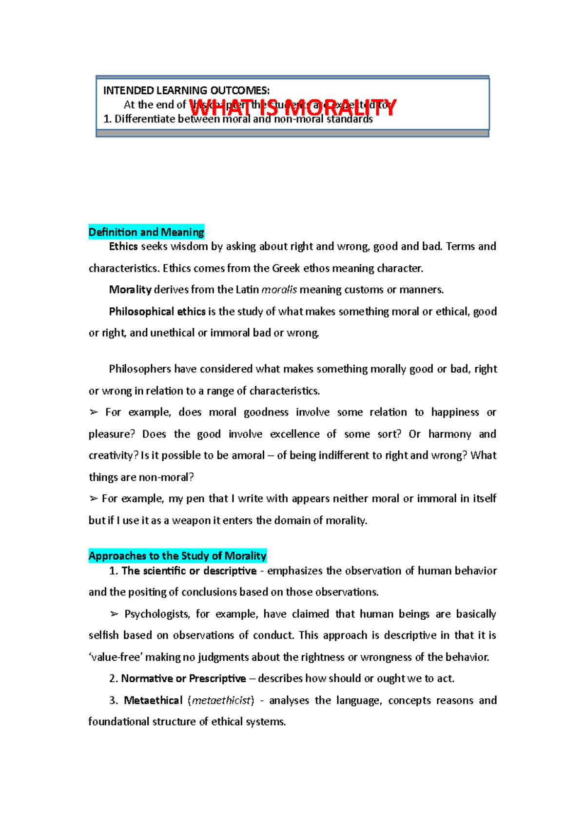 WHAT IS Morality - Ethics seeks wisdom by asking about right and wrong ...