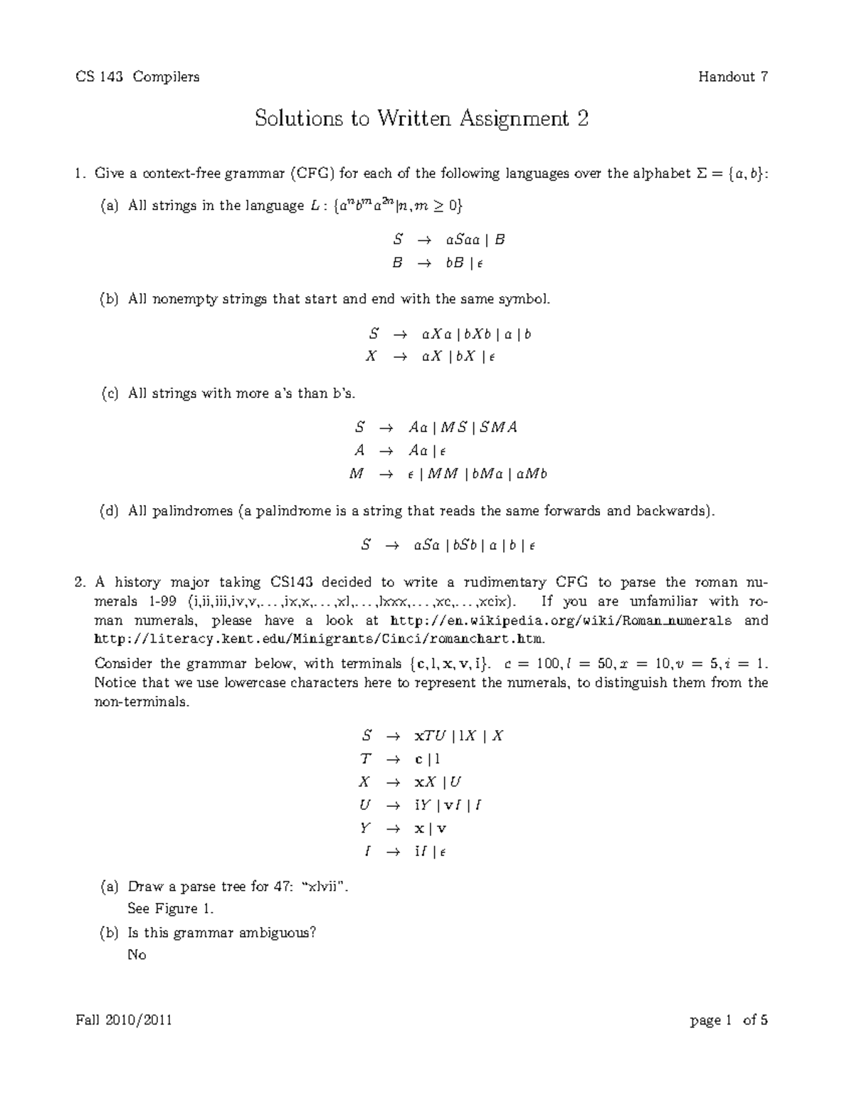 WA2-solutions - Sjjskakaj - Solutions to Written Assignment 2 Give a ...