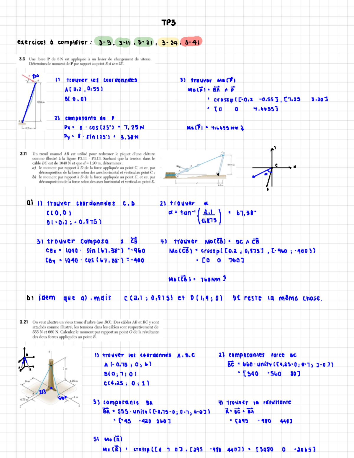 Exercices de TP - T P exercices a compléter : 3-3 . 3-11 . 3-21 , 3-24. 3- 8N 1) Trouver les ...