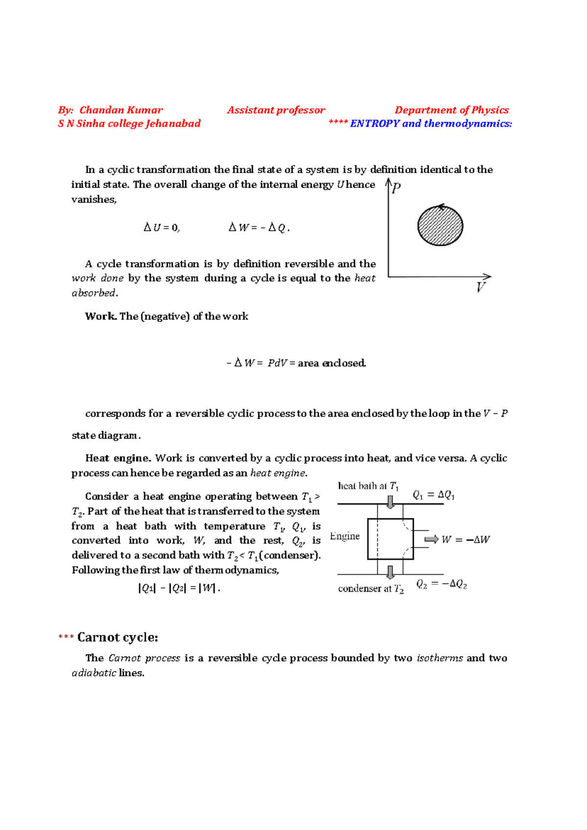 4 Entropy second lawrkc 1122 - Physics - Peshawar University - Studocu