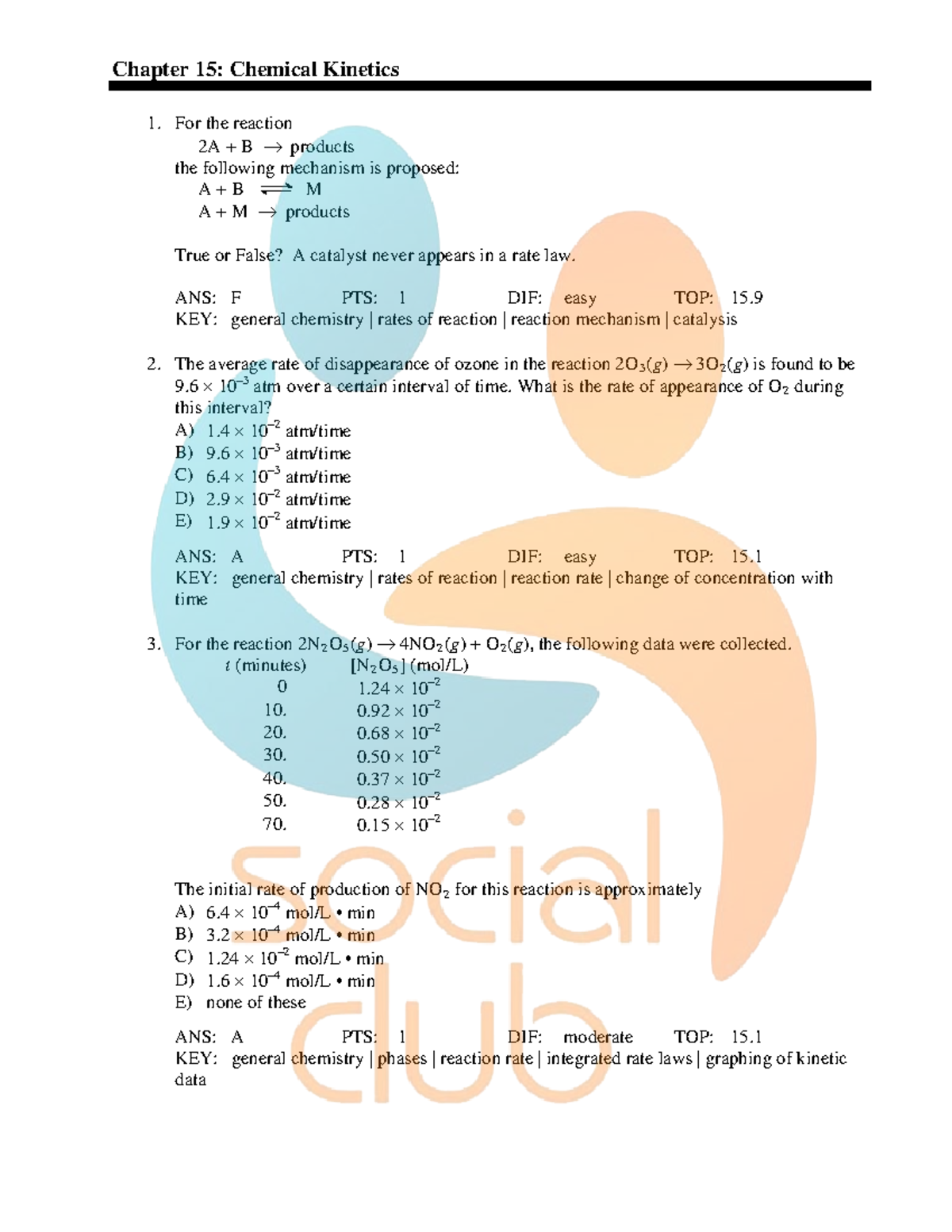 Ch15 chm211 7th ed - past papers MCQ! - Chapter 15: Chemical Kinetics ...