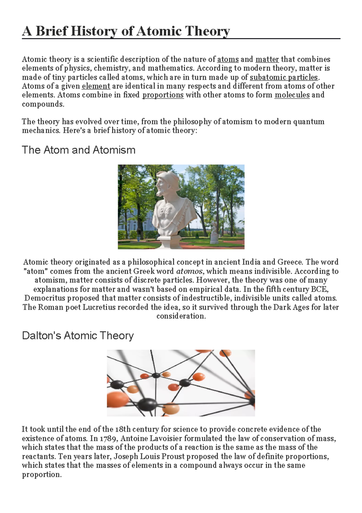 A Brief History Of Atomic Theory Copy A Brief History Of Atomic