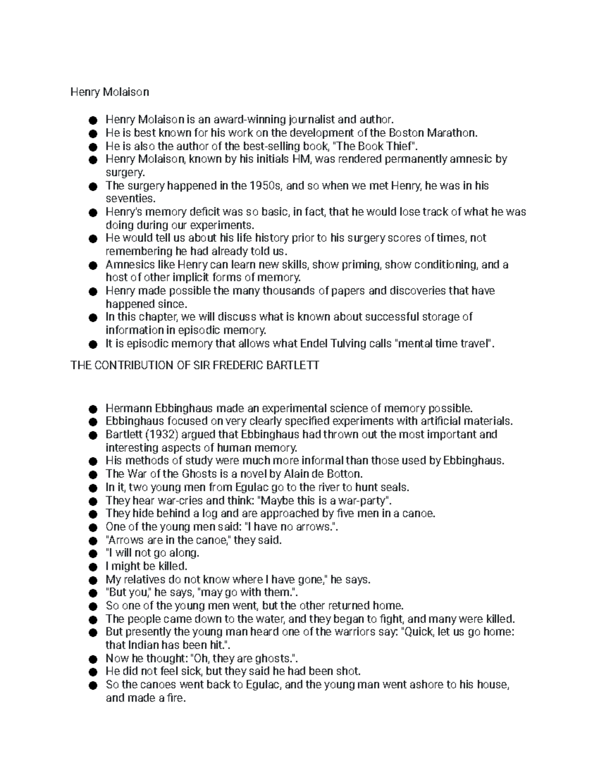 Lecture 6 - Episodic Memory Organizing AND Remembering - Henry Molaison ...