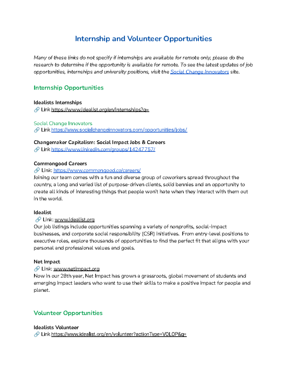 Internship, Volunteer, Graduate Opportunitie - Internship and Volunteer ...