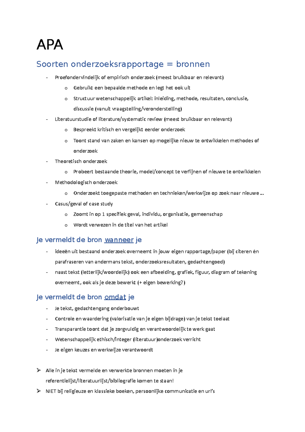 APA - APA - APA Soorten onderzoeksrapportage = bronnen ...