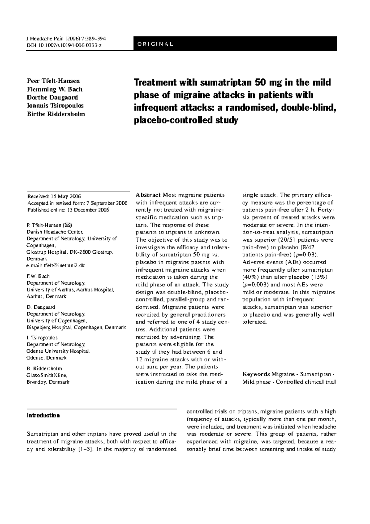 S10194-006-0333-z - J Headache Pain (2006) 7:389– DOI 10/s10194-006 ...