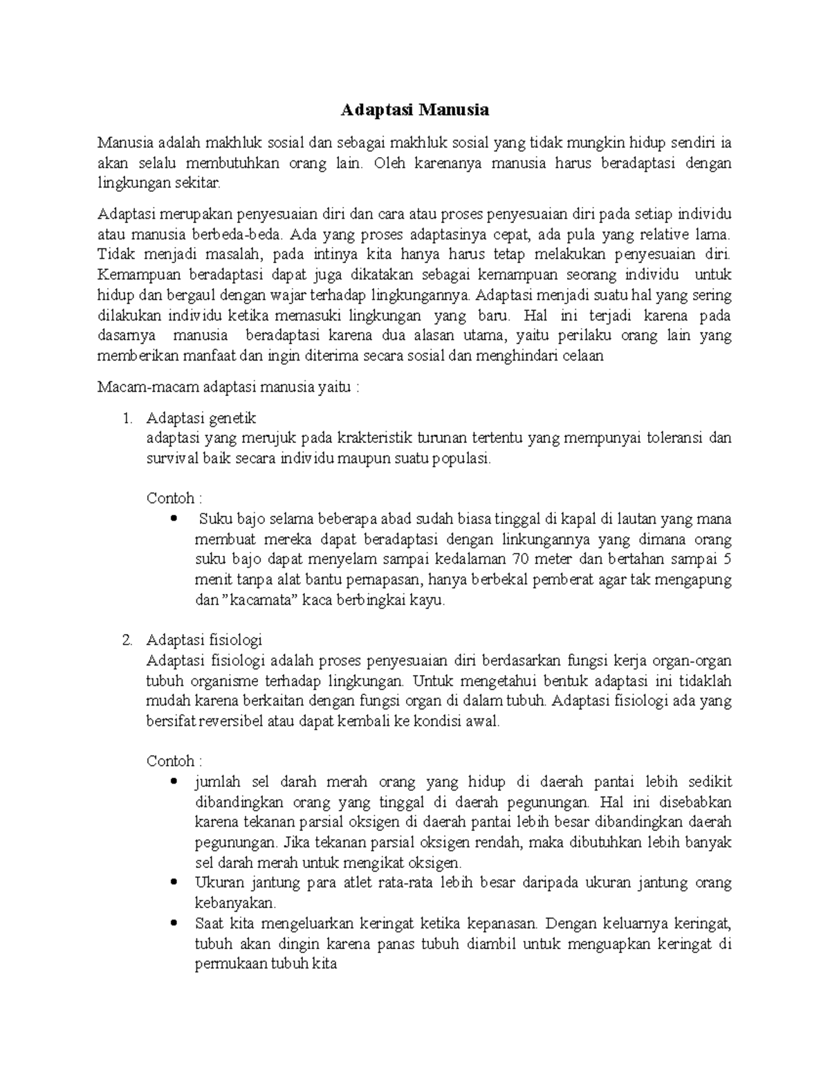 Adaptasi Manusia - hewkkewk - Adaptasi Manusia Manusia adalah makhluk ...