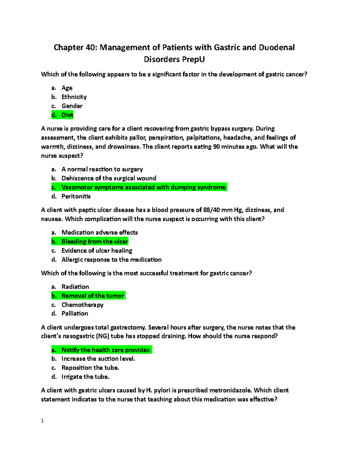 Management of Patients with Gastric and Duodenal Disorders Prep U ...