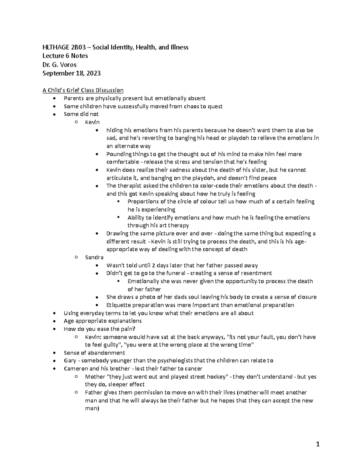Hlthage 2B03 - Lecture 6 Notes - 1 HLTHAGE 2B03 – Social Iden8ty ...