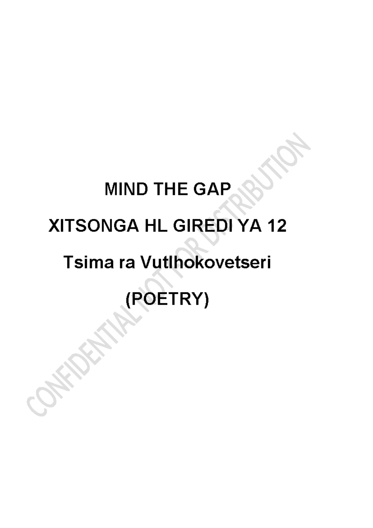 Xitsonga HL - MTG - Poems - MIND THE GAP XITSONGA HL GIREDI YA 12 Tsima ...