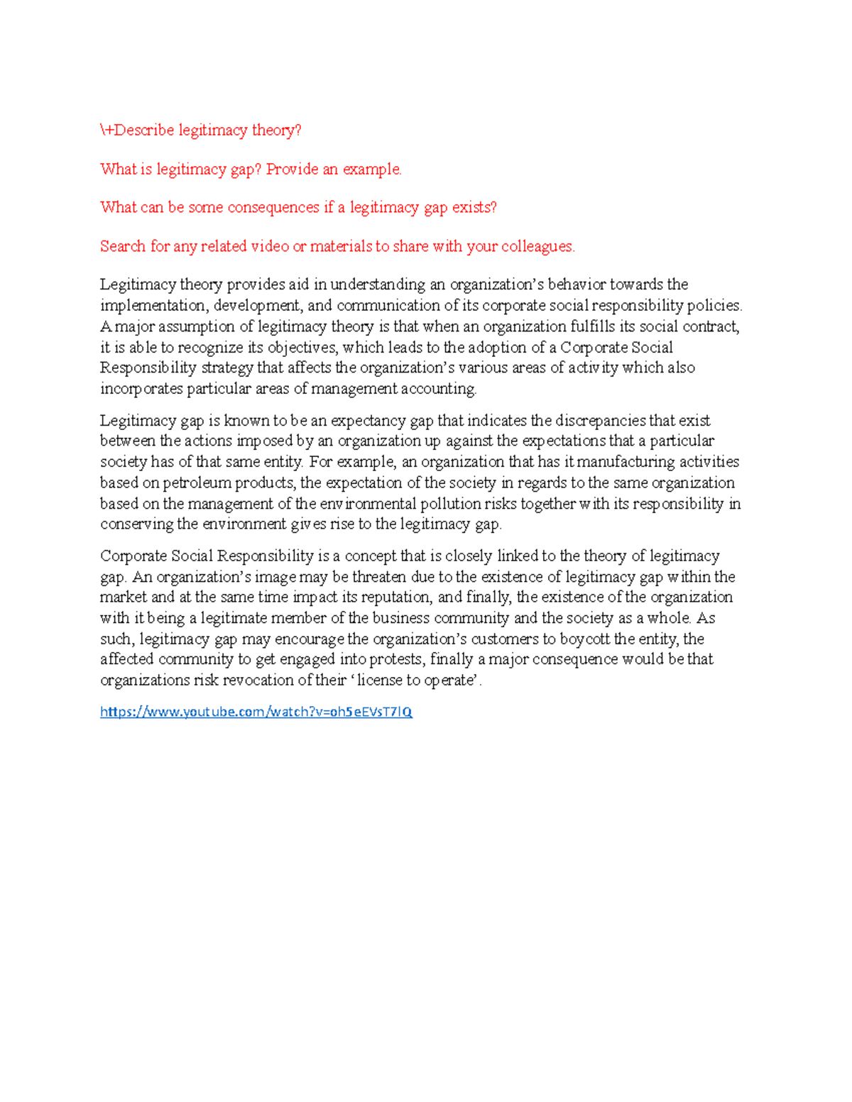 Wk8 - Tutorial Wk8 - +Describe legitimacy theory? What is legitimacy ...