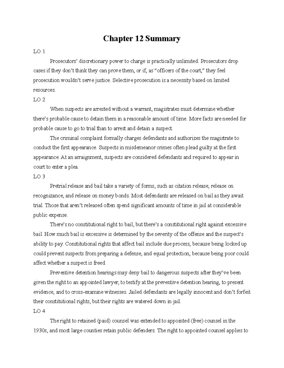 Chapter 12 Summary - Lecture notes 12 - Chapter 12 Summary LO 1 ...