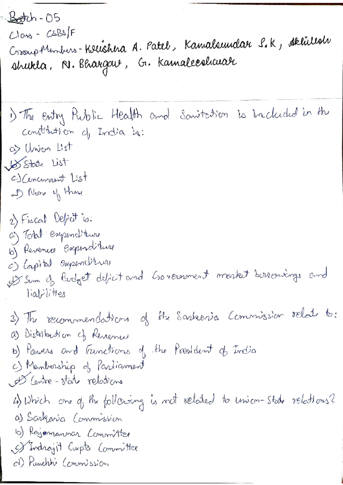 Batch-05 MCQ's - Constitution Of India - Studocu