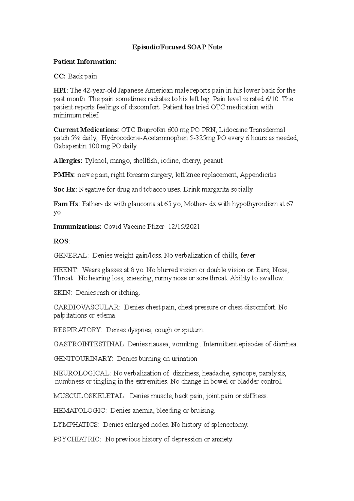 Advanced Health Assessment & Diagnostic Reasoning 6512c - Episodic ...
