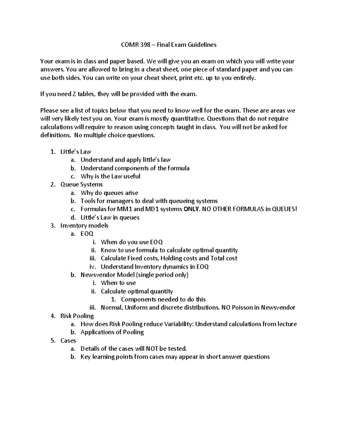 Final Exam Guidelines April 2024 - COMR 398 – Final Exam Guidelines ...