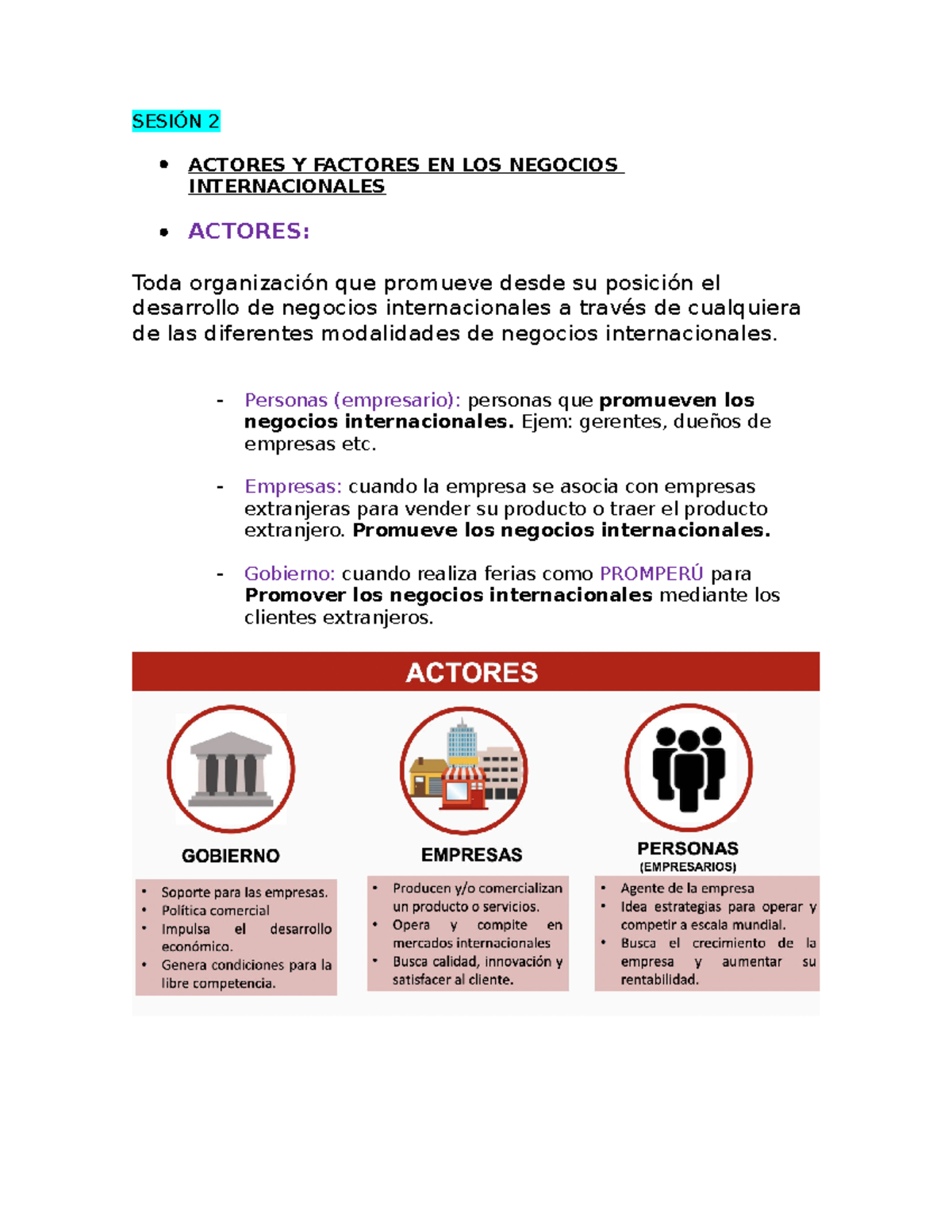 Introduction to international business - SESIÓN 2 ACTORES Y FACTORES EN LOS NEGOCIOS - Studocu